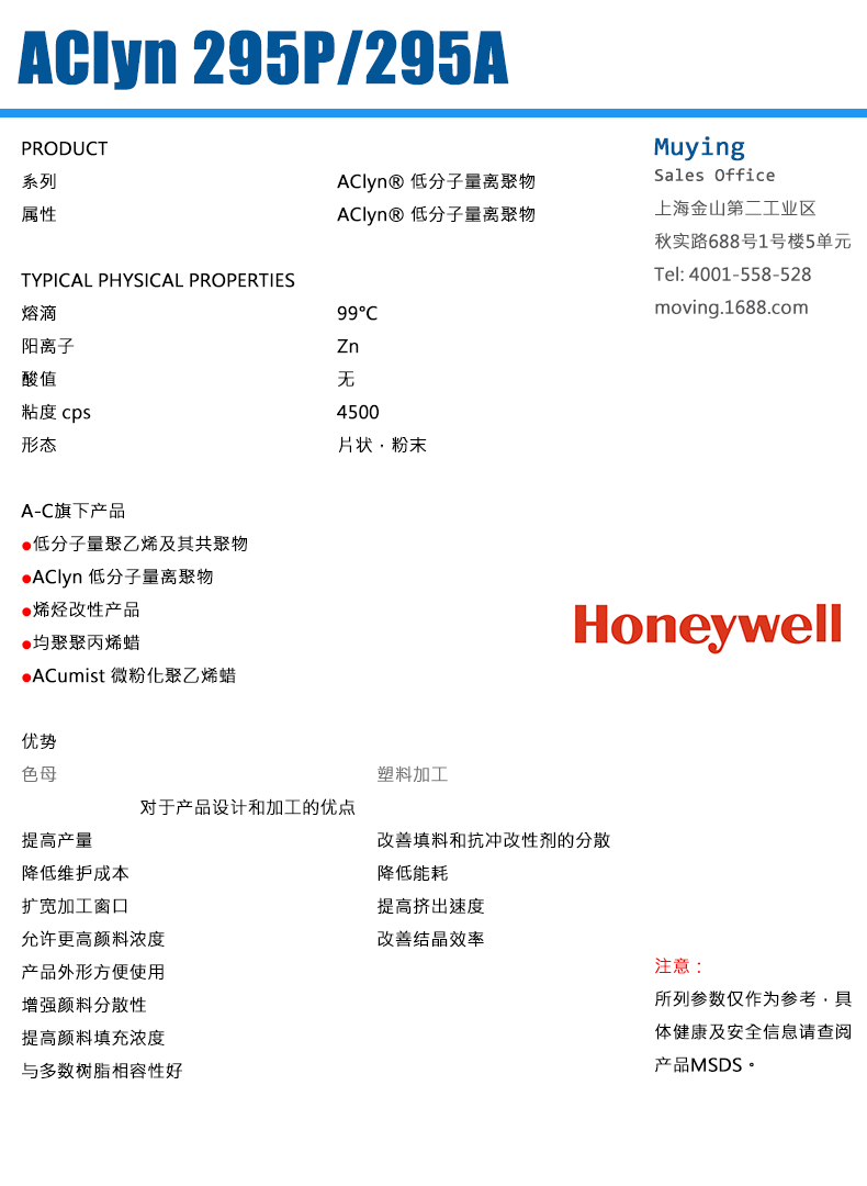 AClyn 295P 295A 低分子量离聚物 |霍尼韦尔